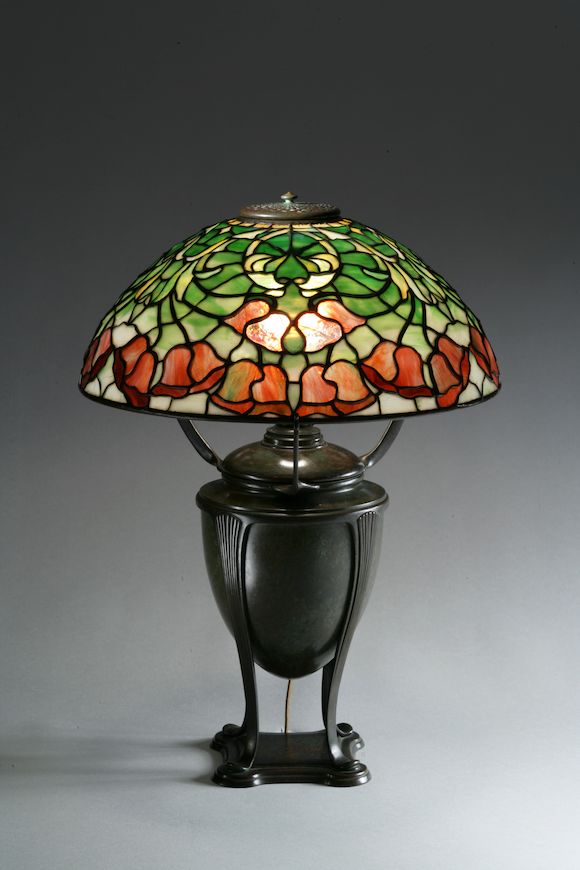 Bonhams : A Tiffany Studios Favrile glass and bronze Bellflower lamp