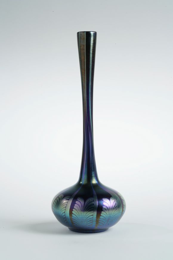 Bonhams : A Tiffany Favrile glass bottle-form vase