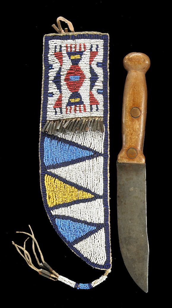 Bonhams : A Northern Plains beaded knife case and knife
