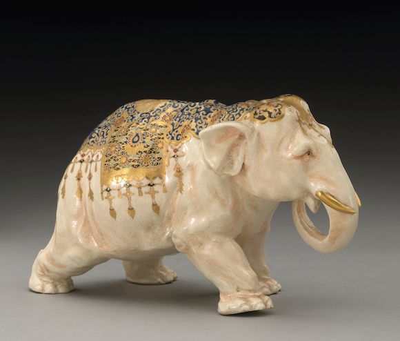 Bonhams : A Satsuma ceramic study of an elephant Meiji Period