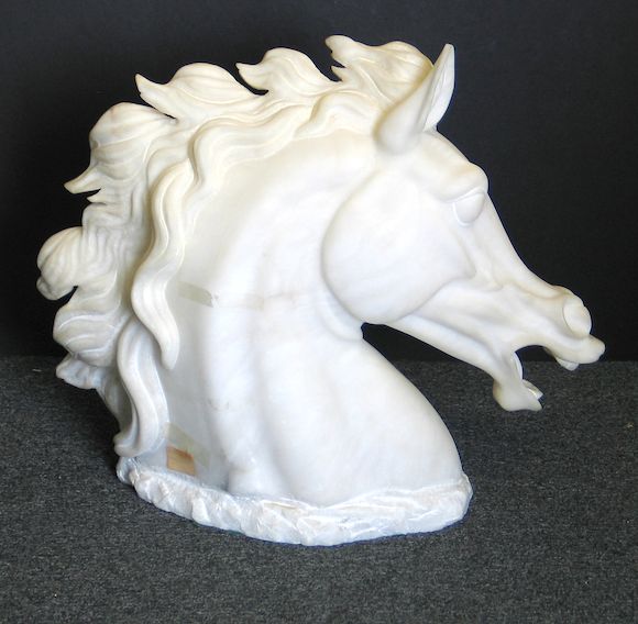 Bonhams : An Italian carved alabaster study of horse head
