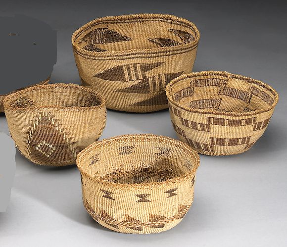 Bonhams : Four Klamath baskets