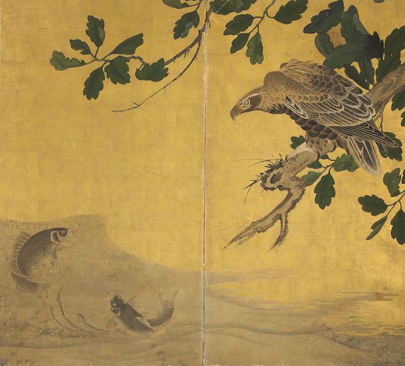 Bonhams : Anonymous: hawk and carp 18th/19th Century
