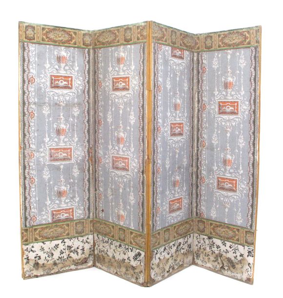 Bonhams : A Neoclassical style four panel paper screen