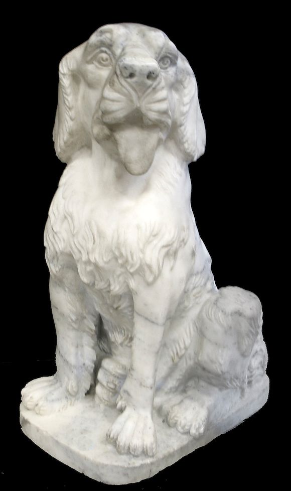 Bonhams : A carved Italian marble figure of a dog
