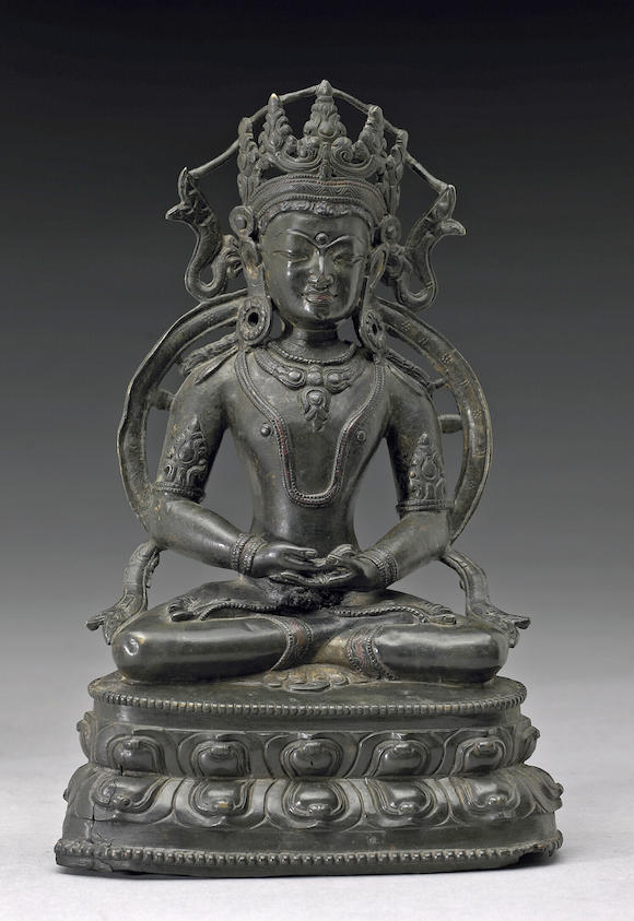Bonhams A Copper Alloy Figure Of Amitayus Western Tibet 14th Century