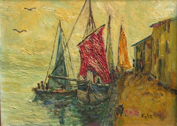 Bonhams : Georgina Moutray Kyle (British, 1865-1950) Sailboats 9 x 12in