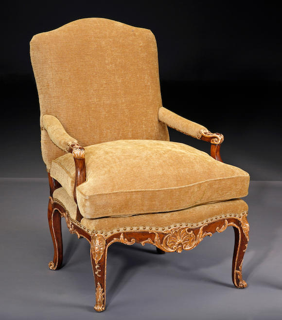 Bonhams A Régence Parcel Gilt Walnut Fauteuil à La Reine