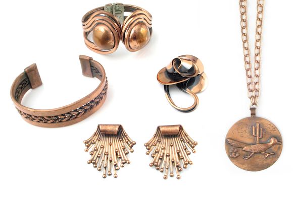 Bonhams : A collection of copper and metal costume jewelry