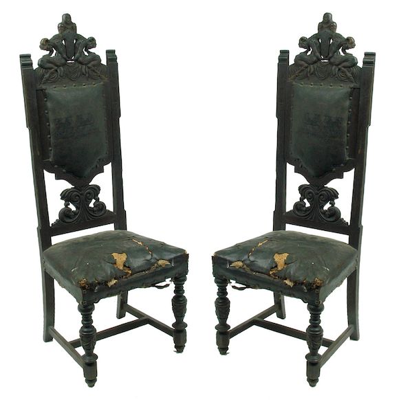 Bonhams : A pair of Italian Baroque style carved and upholstered side ...