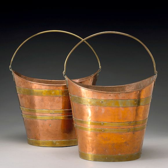 Bonhams : Two similar George III style brass bound copper peat/plate ...