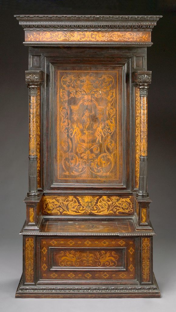 Bonhams : An Italian Baroque style marquetry inlaid throne chair