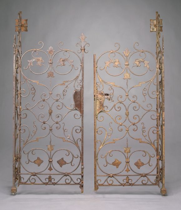 Bonhams : A pair of Continental Baroque style wrought iron gates