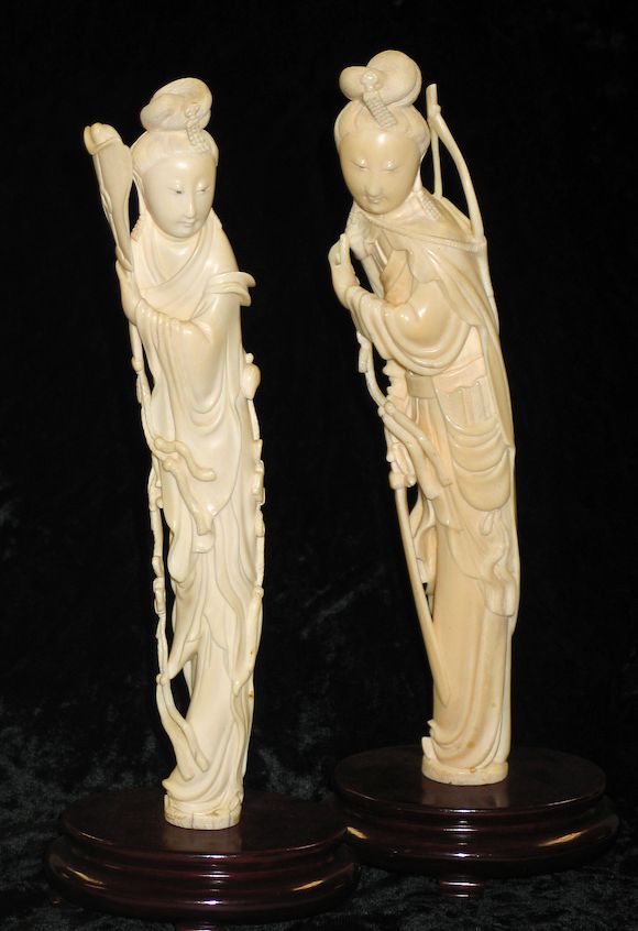 Bonhams : Two carved ivory beauties