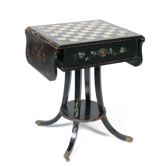 Bonhams : A Victorian mother-of-pearl inlaid ebonized game table