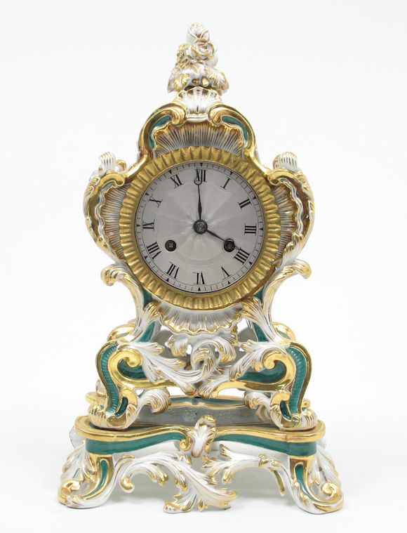 Bonhams : A French Jacob Petite style porcelain mantel clock