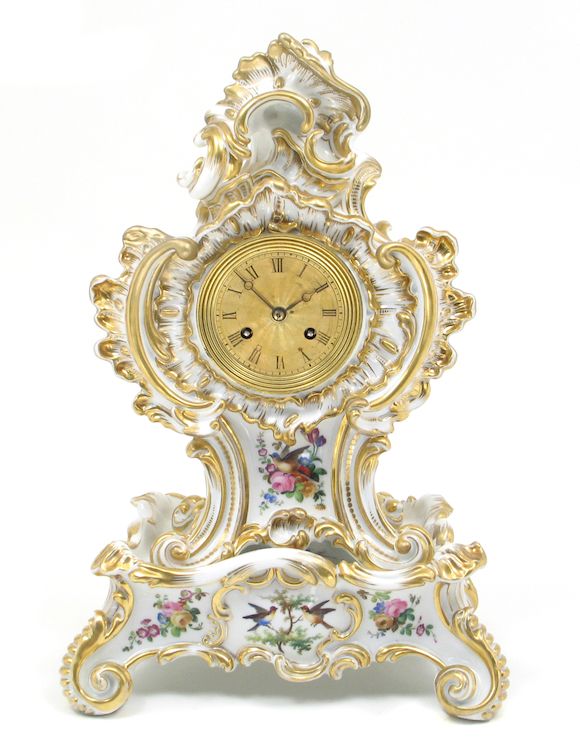 Bonhams : A French Jacob Petite style porcelain mantel clock
