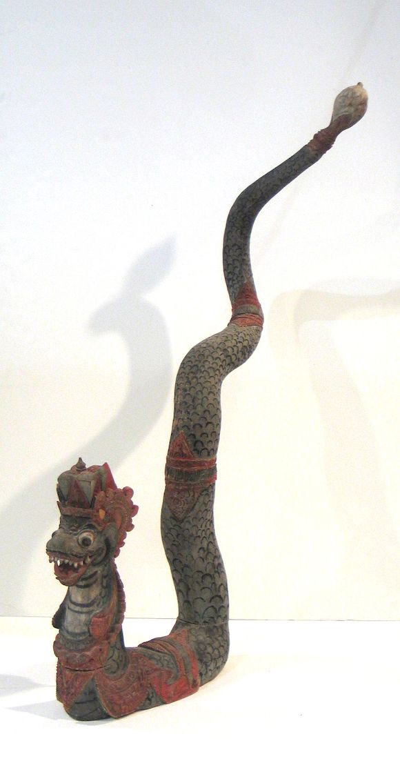 Bonhams : A large Indonesian pieced wood figure of naga