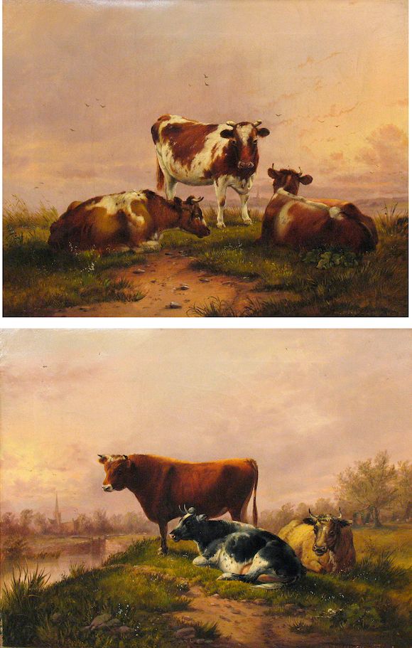 Bonhams : W. Richards, Sr. (active 1860-1900) A pastoral landscape with ...