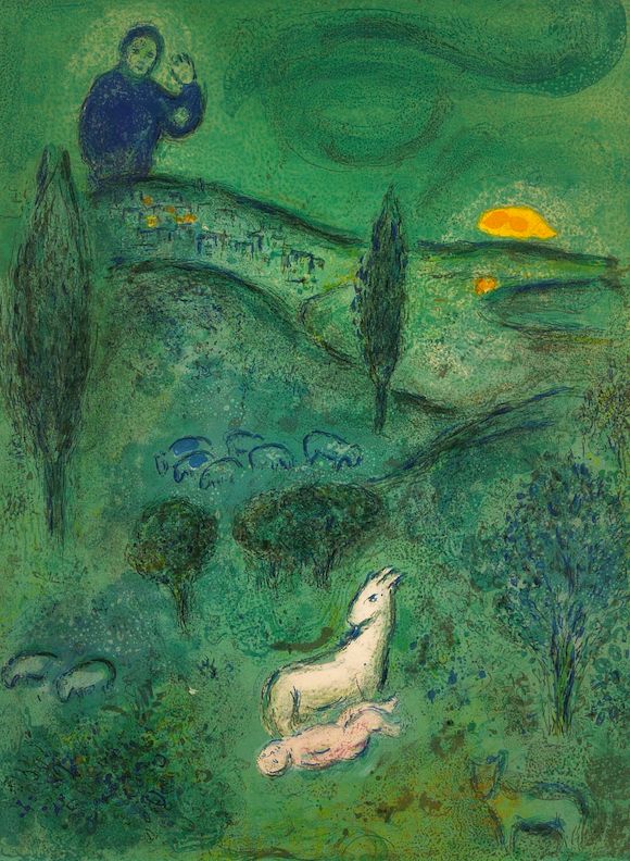 Bonhams : Marc Chagall (Russian/French, 1887-1985); Lamon Discovers Daphnis, from Daphnis and Chloé;