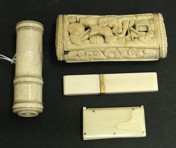 Bonhams : An assembled group of five ivory articles