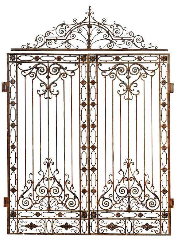 Bonhams : A fine pair of monumental Baroque style iron gates