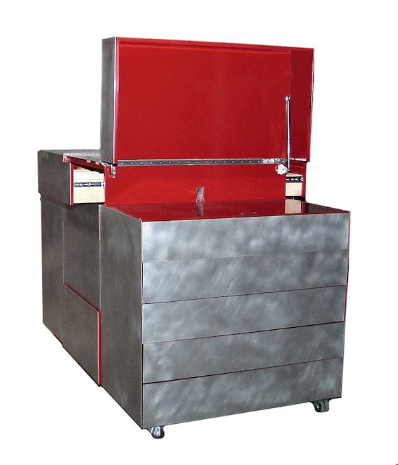 Bonhams : A Contemporary brushed aluminum 'Transformer' storage unit