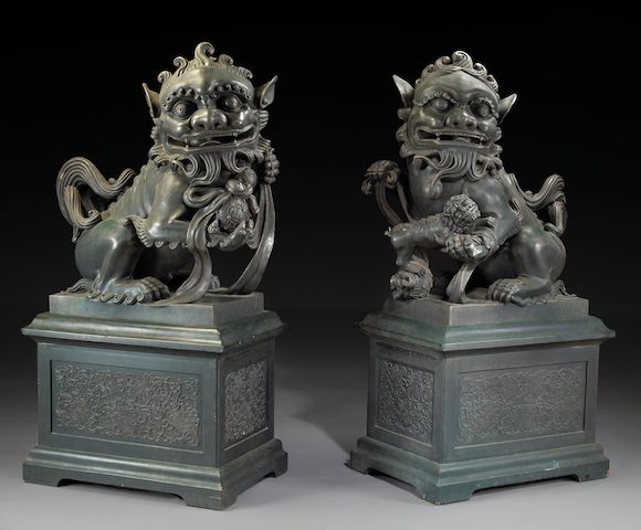 Bonhams : A pair of Continental painted carta pesta style chinoserie ...