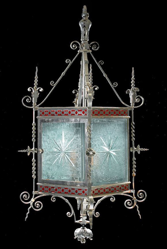 Bonhams : A Renaissance style iron and etched glass lantern