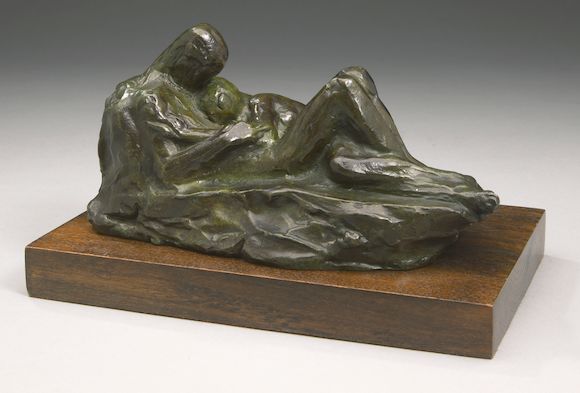 Bonhams : Gaston Lachaise (French, 1882-1935) Lovers, c. 1908 - 1910 / cast c. 1968 4 1/2 x 8 3/ ...