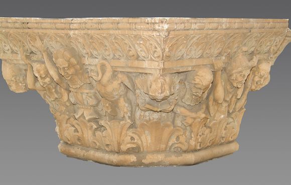 Bonhams : A set of three Baroque style cast plaster column capitals