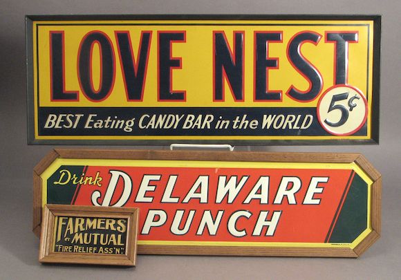 Bonhams : Grouping of framed advertising signs