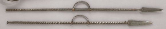 Bonhams : A lot of two scarce Indian parrying spears, sainte