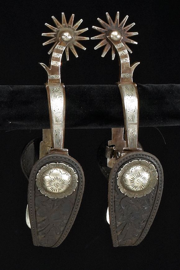 Bonhams : A pair of silver-mounted California spurs by Garcia Saddlery ...