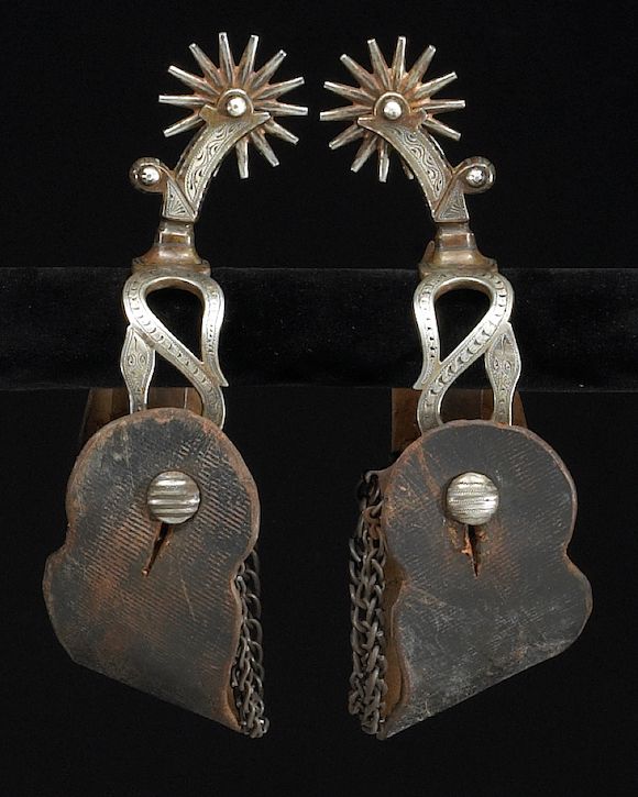 Bonhams : A pair of silver-mounted California style 'snake' spurs ...