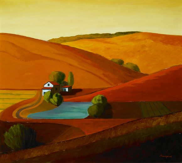 Bonhams : John Mancini (American, born 1925) Landscape in Red and ...
