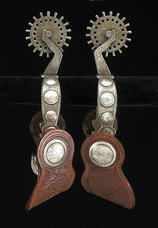 Bonhams : A pair of silver-mounted gal leg spurs by Ernie Marsh