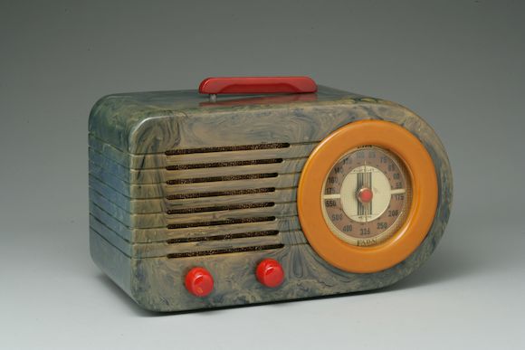 Bonhams : A blue and white marbleized Fada 189 All American Radio