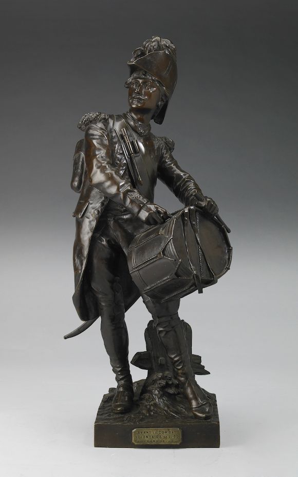 Bonhams : A patinated bronze figure of a soldier: Avant le combat