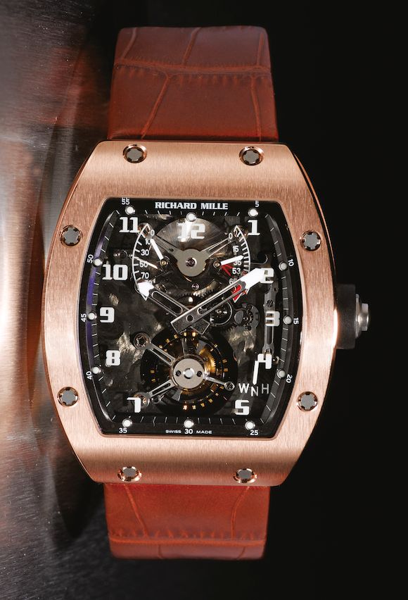 Bonhams : Richard Mille. A fine and rare tourbillon 18ct rose gold ...