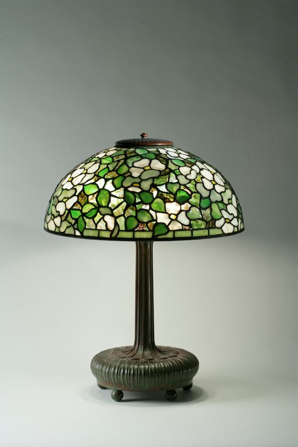 Bonhams : A Tiffany Studios Favrile glass and bronze Dogwood lamp
