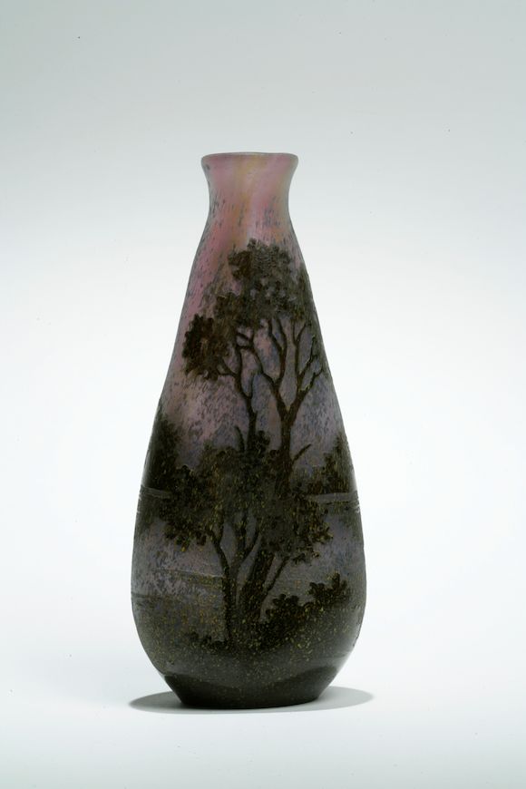 Bonhams : A Müller Freres internally-decorated cameo glass scenic vase