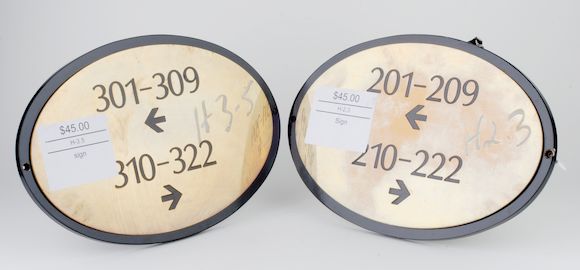Bonhams : Two room number hallway placards from The Watergate Hotel