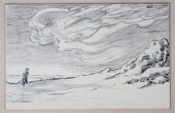 Bonhams : A Charles Dana Gibson pen and ink drawing wind personified as ...