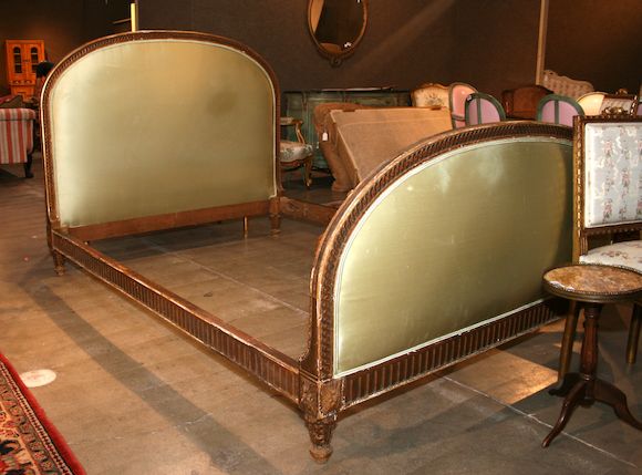 Bonhams : A Neoclassical style giltwood and upholstered bed
