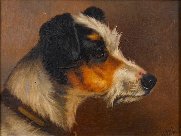 Bonhams : Alfred Wheeler (British, 1851-1932) Head of a Terrier 7 x 9 ...
