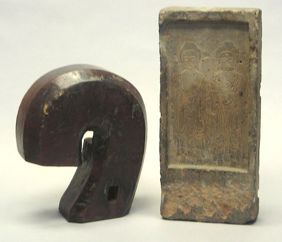 Bonhams : A Japanese pottery memorial tablet