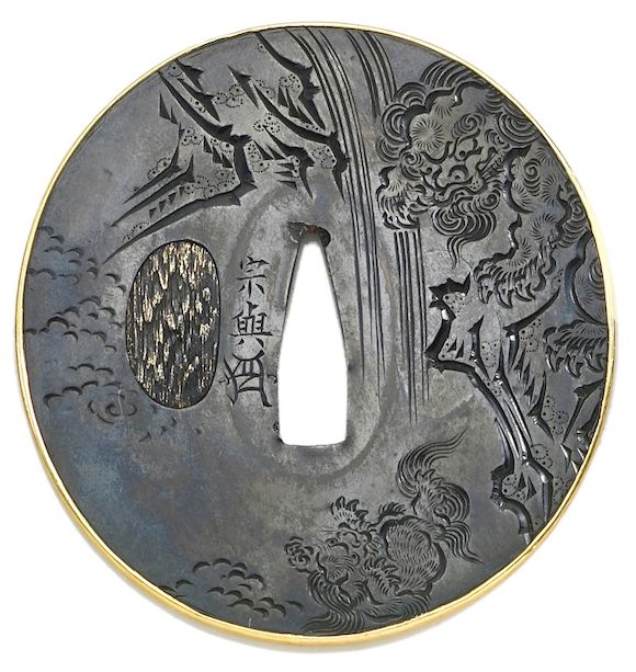 Bonhams : A shakudo tsuba Edo Priod, probably late 18th Century ...
