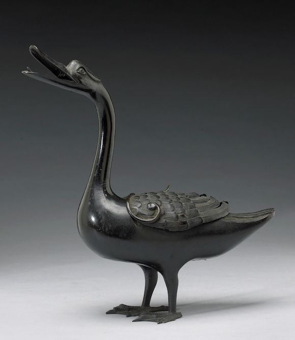 Bonhams : A bronze goose-form censer 19th Century