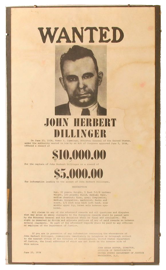 Bonhams : [DILLINGER, JOHN. 1902-1934.]